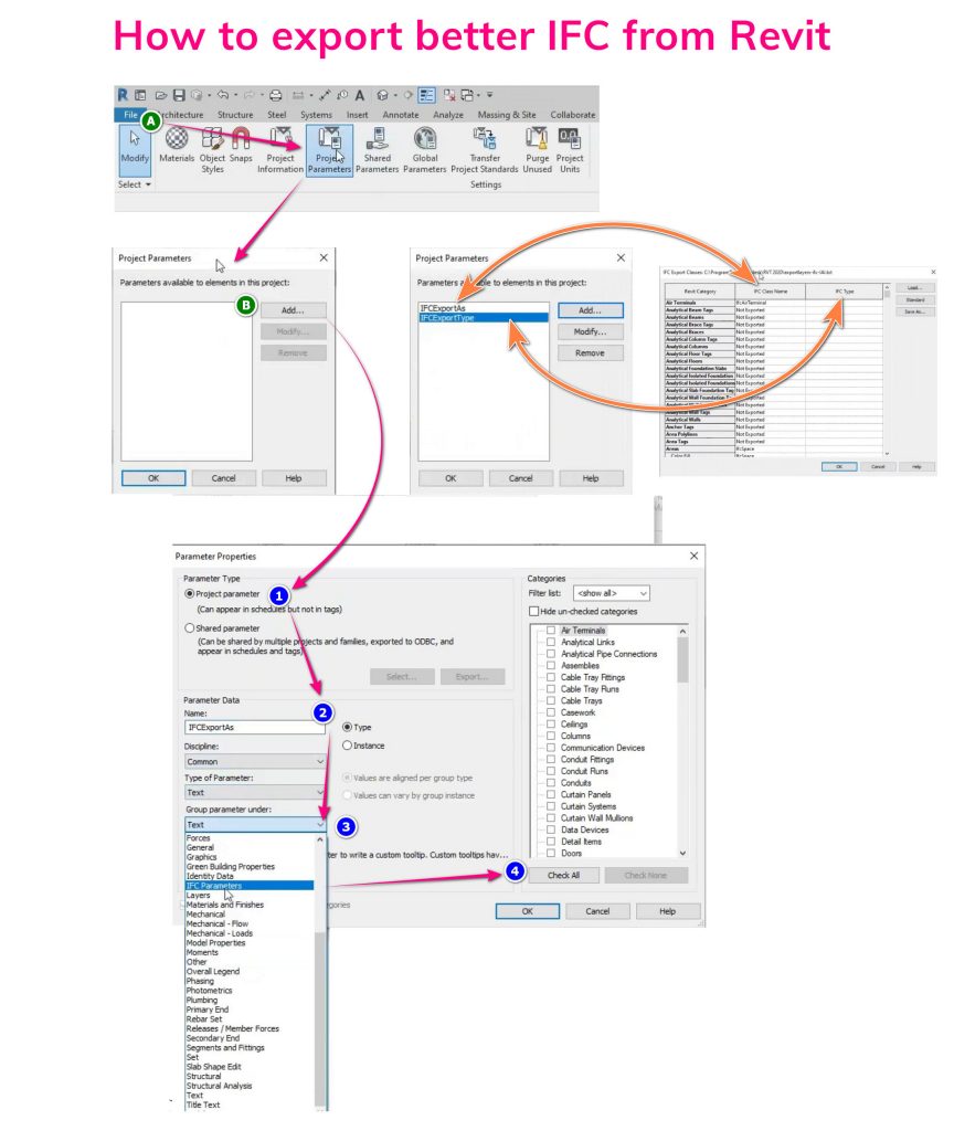How to change IFC Class name and IFC file Type befor exporting an IFC file – PlusSpec